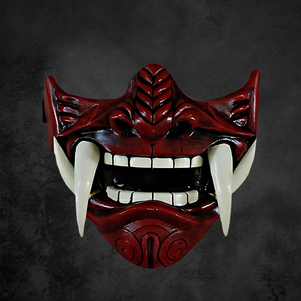 Halbe Oni Maske - Dämonisches Samurai Design – Japanische Masken